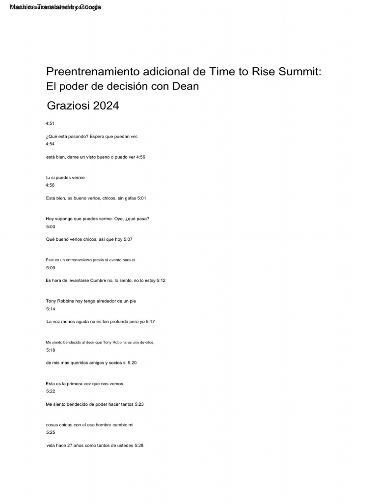 Time To Rise Summit Bonus Pre-Training The Power of Decision With Dean Graziosi 2024 | PDF