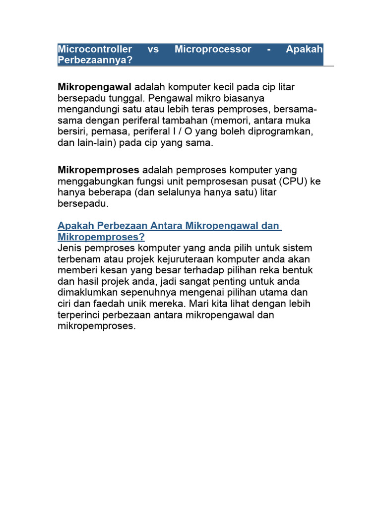 Microcontroller Tugasan Teori Sem 4 | PDF