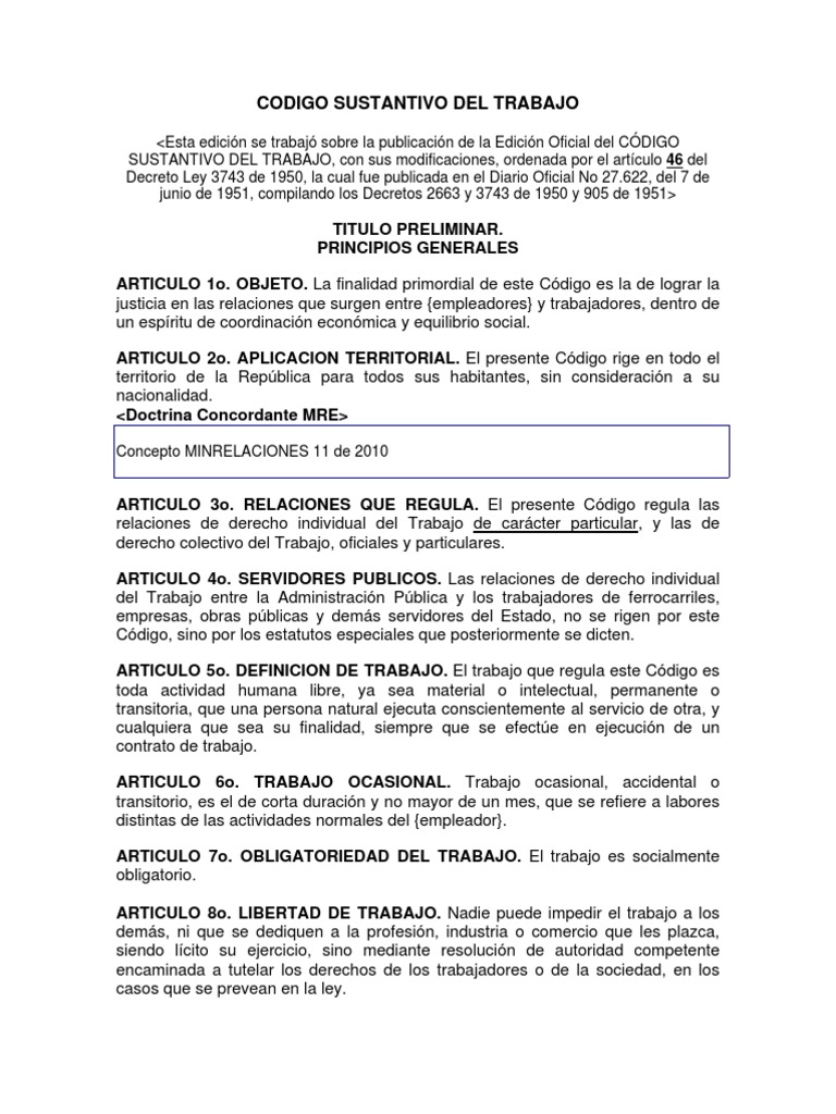 Código Sustantivo Del Trabajo | PDF | Derecho laboral | Salario