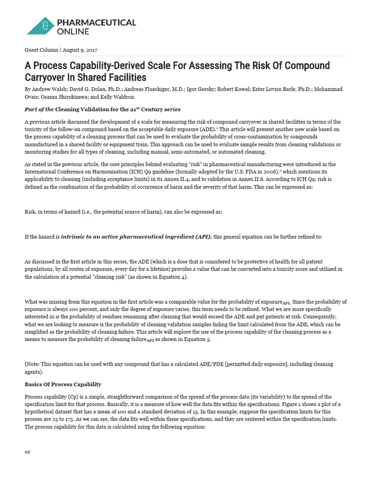 A Process Capability-Derived Scale For Assessing The Risk of Compound ...