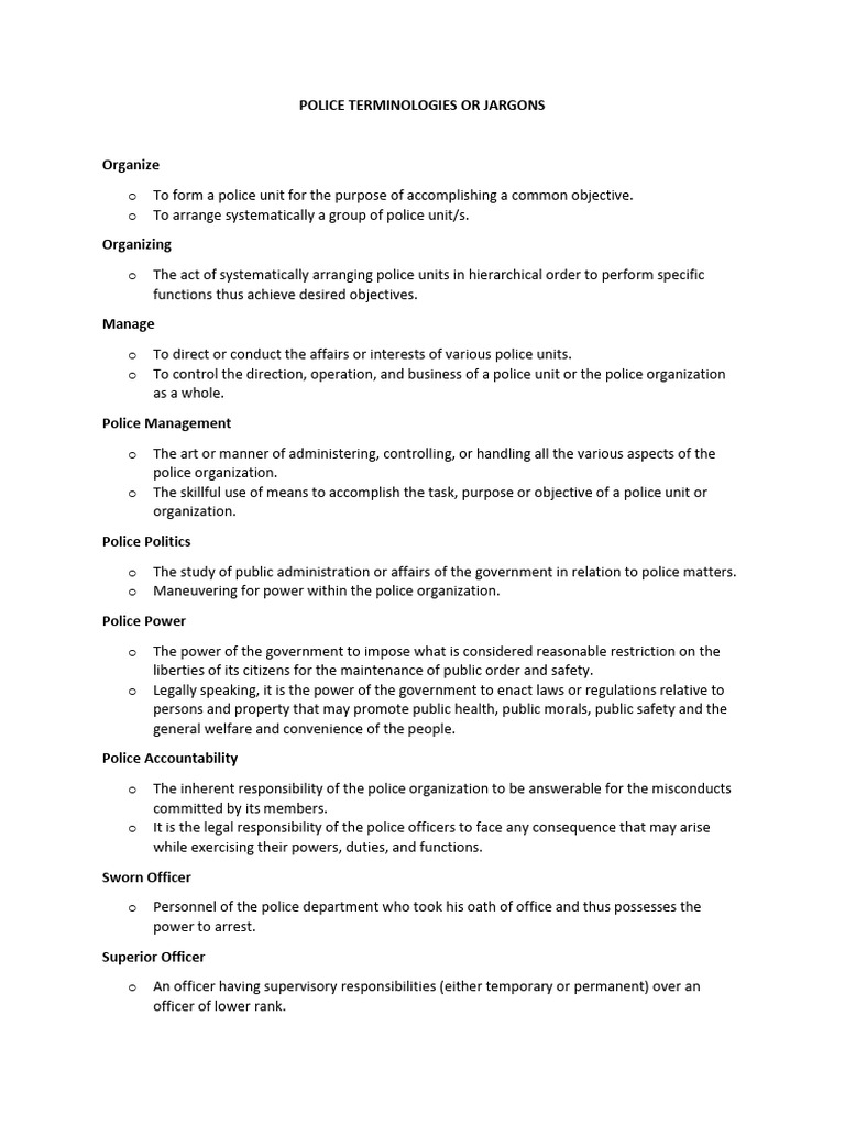Lea - Police Terms or Jargons | PDF | Police | Police Officer
