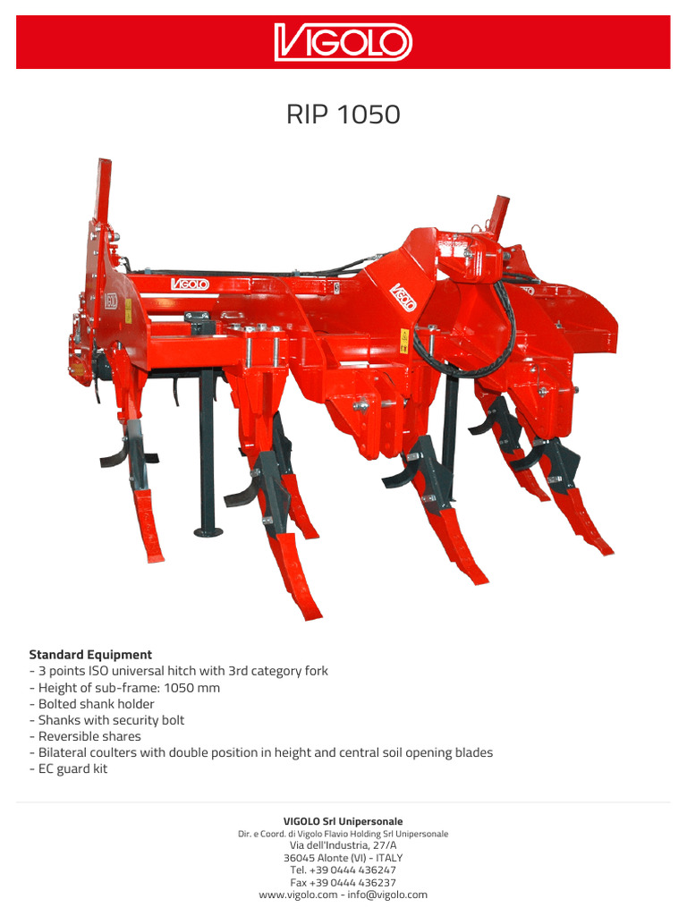 VIGOLO Srl Equipment Overview | PDF