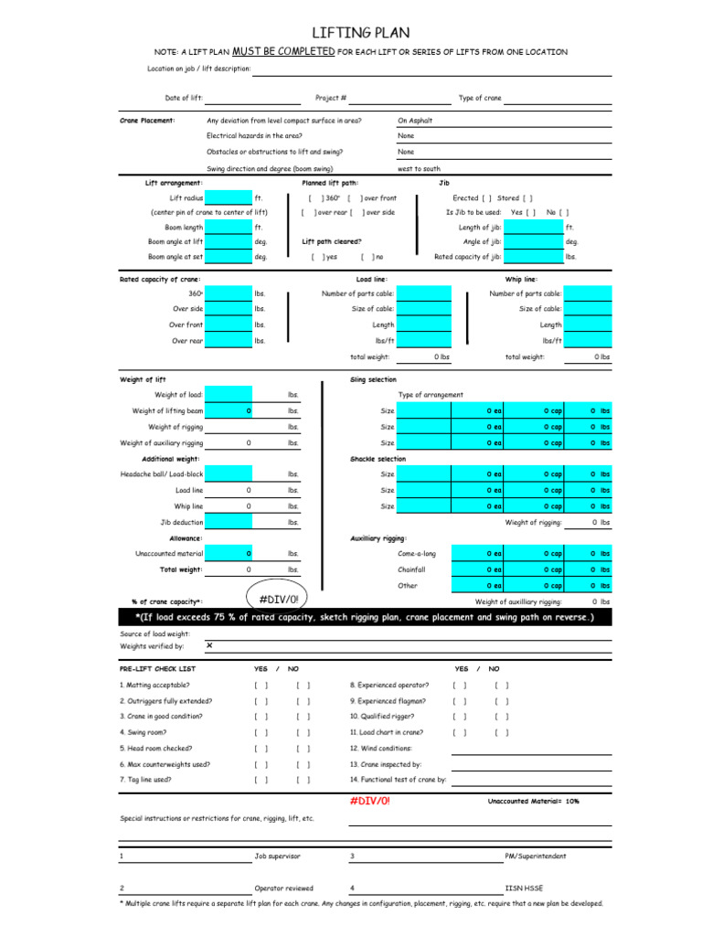 Lift Plan | PDF | Crane (Machine) | Equipment