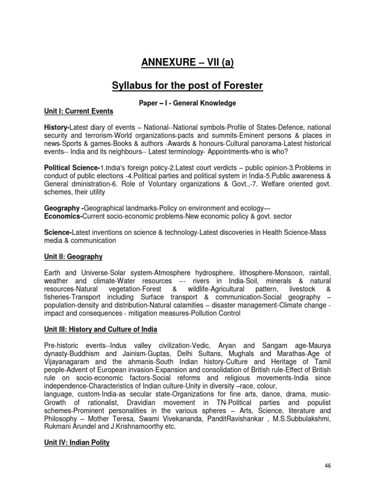TN Forest Exam Syllabus 2018 | PDF | Chemistry | Cell (Biology)