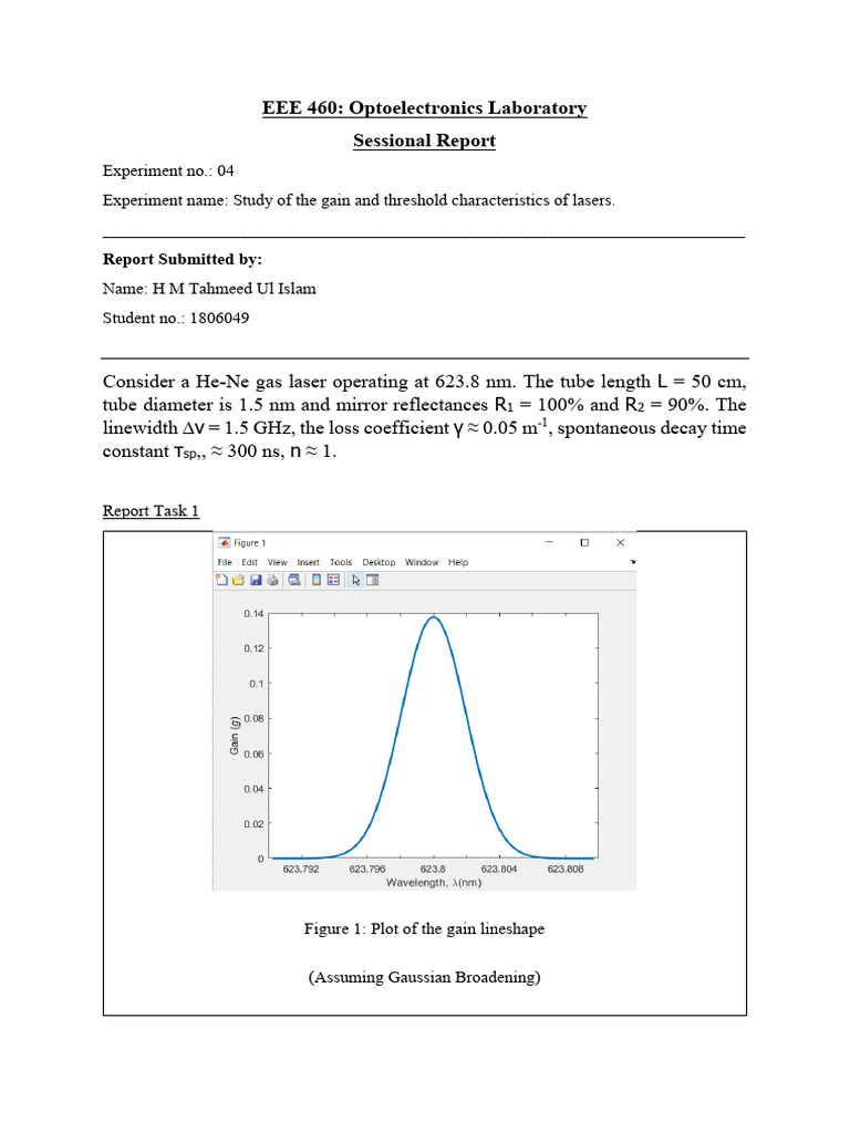 EEE 460: Optoelectronics Laboratory Sessional Report | Download Free ...