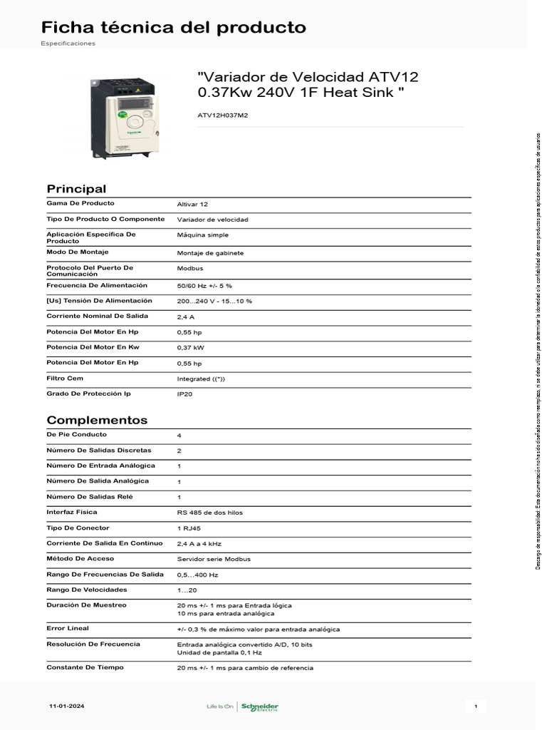 Schneider Electric Altivar-12 ATV12H037M2 | PDF | Bienes manufacturados ...
