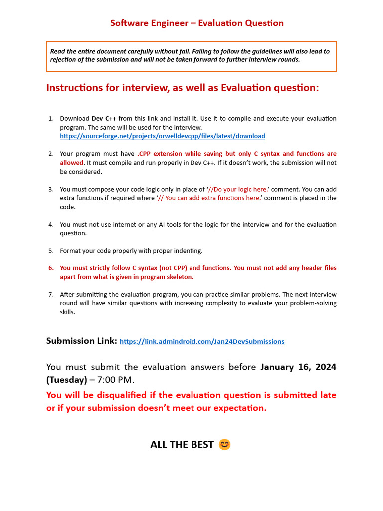 Software Engineer - Evaluation Question | PDF | Computer Program | Programming