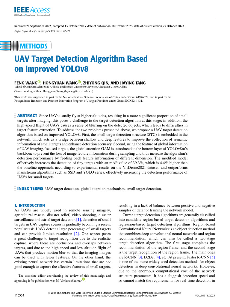 UAV Target Detection Algorithm Based On Improved YOLOv8 | PDF | Attention | Information