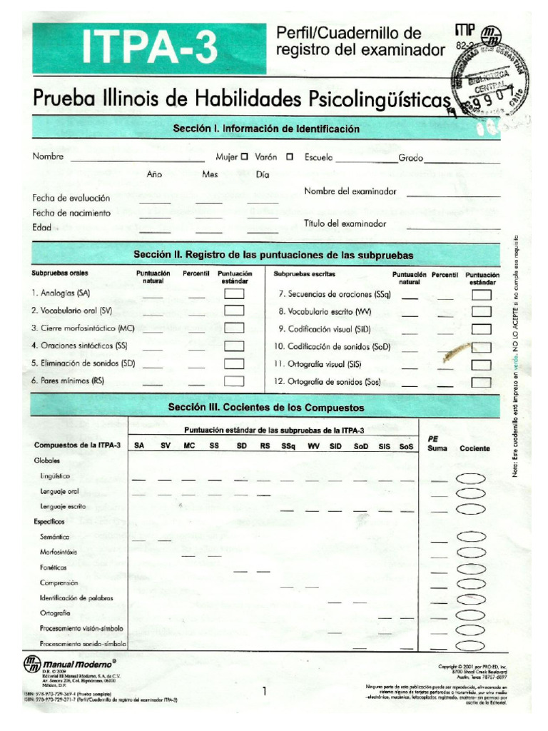 Test ITPA-3 (Examinador) | PDF