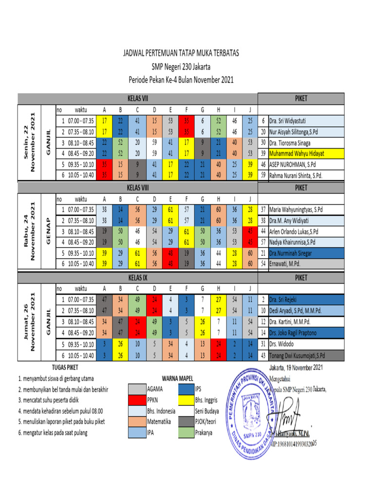 Jadwal PTMT Pekan Ke-4 November 2021 | PDF