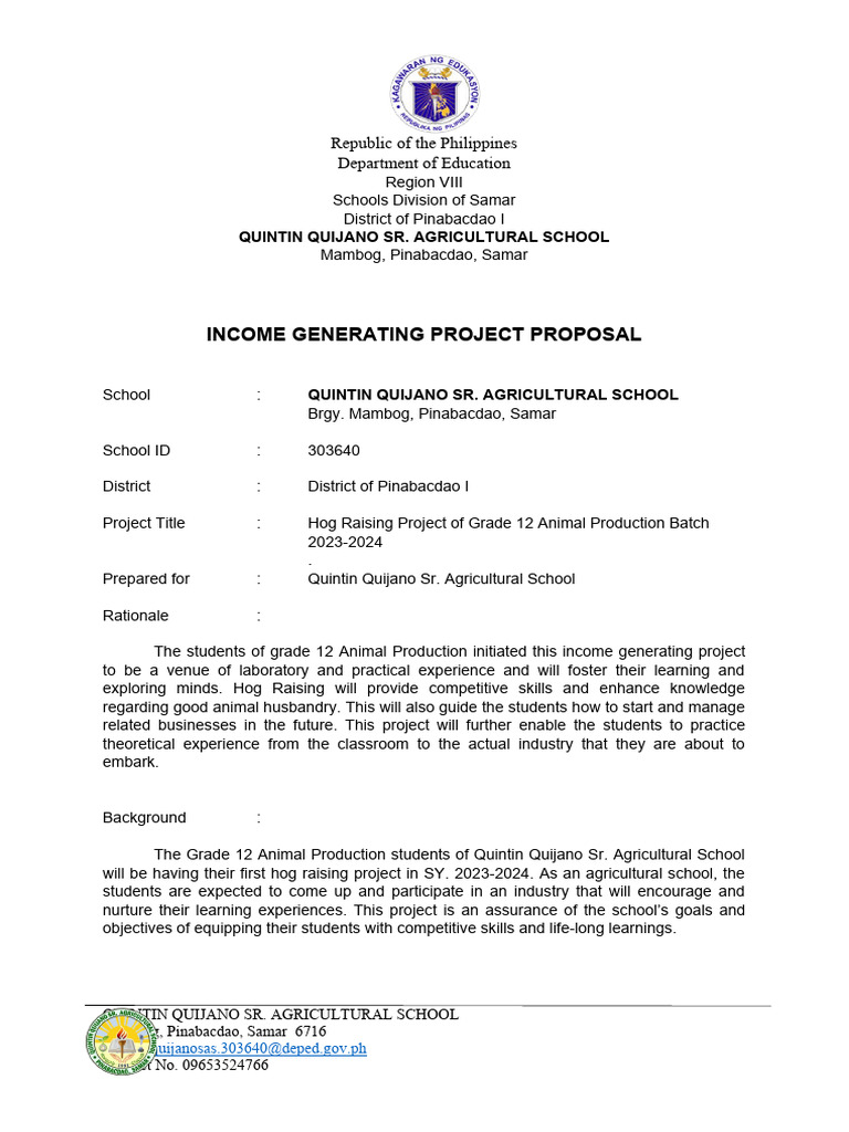 Project Proposal Format | PDF | Agriculture