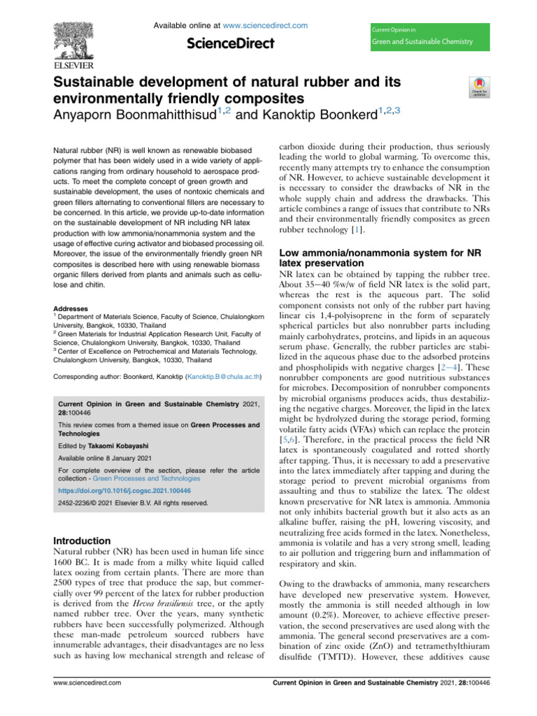 Sustainable Development of Natural Rubber and Its Environmentally ...