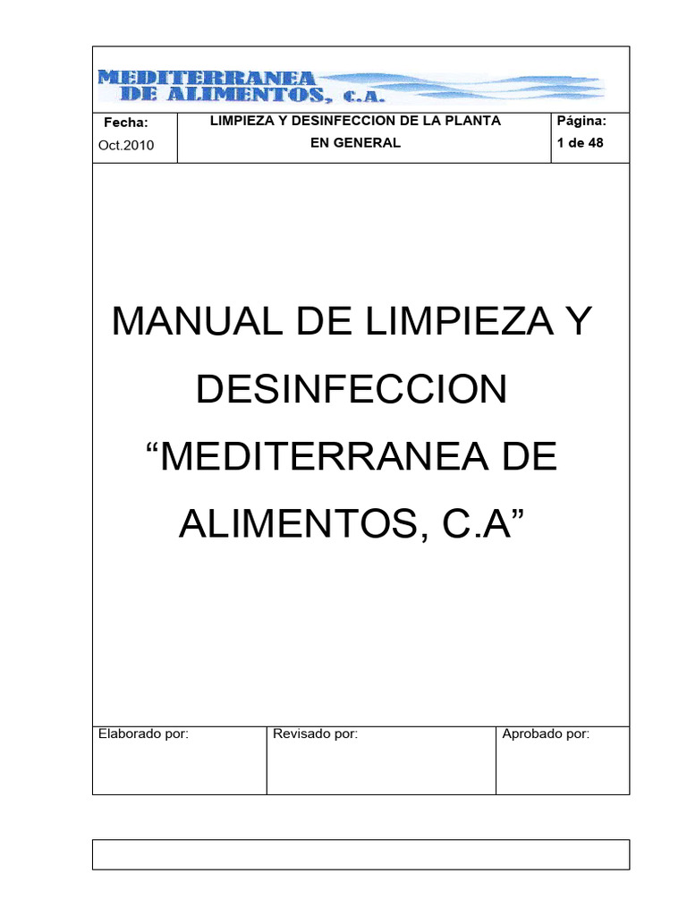 MANUAL DE HIGIENE Y LIMPIEZA-corregido | PDF | Agua | Detergente