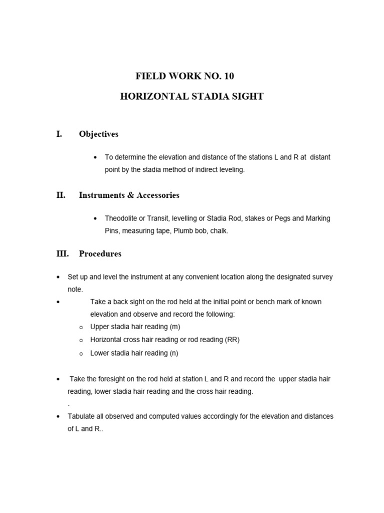 FW 10 Horizontal Stadia Sight | PDF