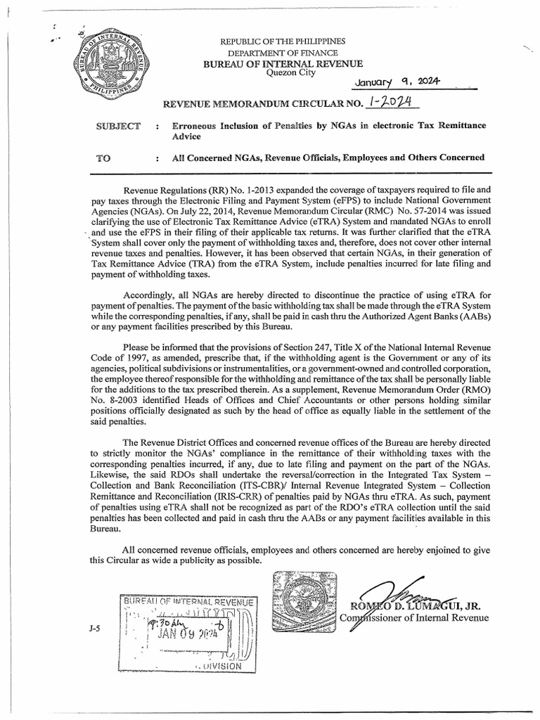 RMC No. 1-2024 | PDF