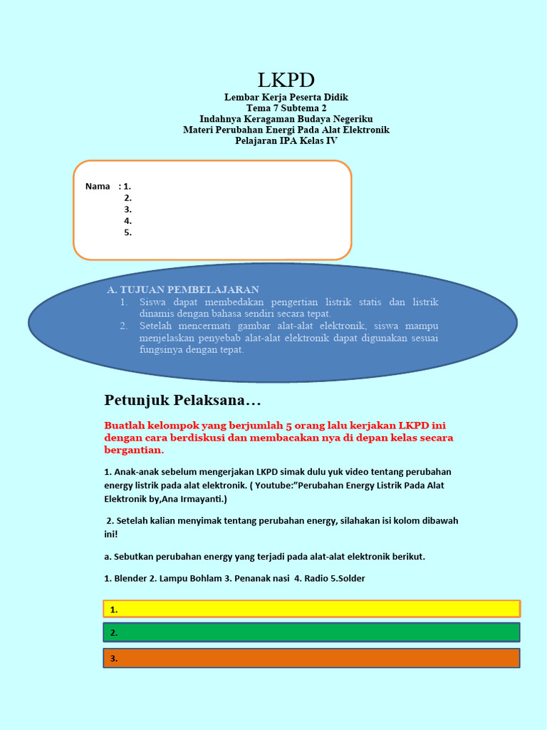 LKPD Perubahan Energy Kelas IV | PDF | Komputer