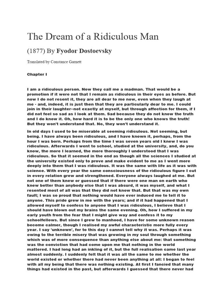 The Dream of A Ridiculous Man | PDF | Dream | Nothing