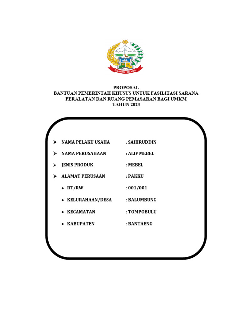 Proposal Permintaan Dana Alif Mebel | PDF