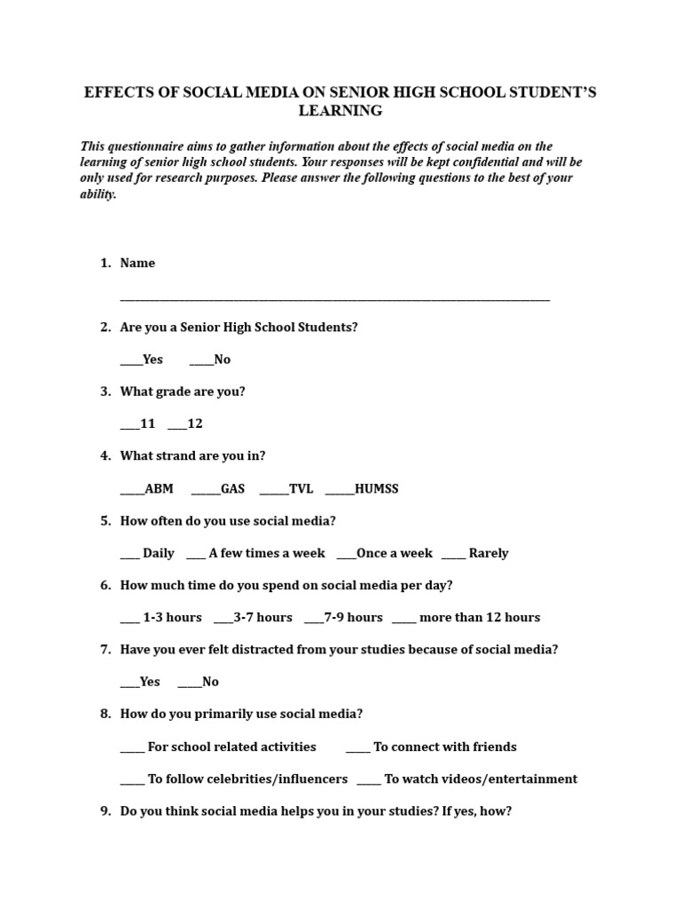SURVEY-OF-EFFECTS-OF-SOCIAL-MEDIA-ON-SENIOR-HIGH-SCHOOL-STUDENT | PDF