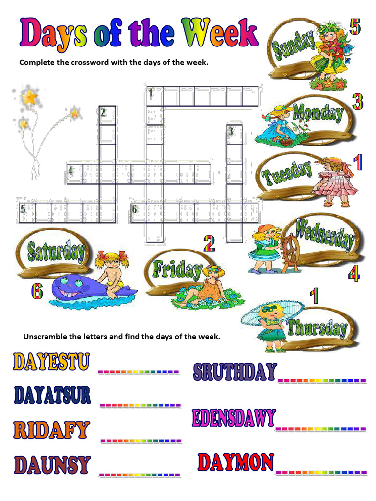 Days of The Week Puzzle | PDF | Language Arts & Discipline