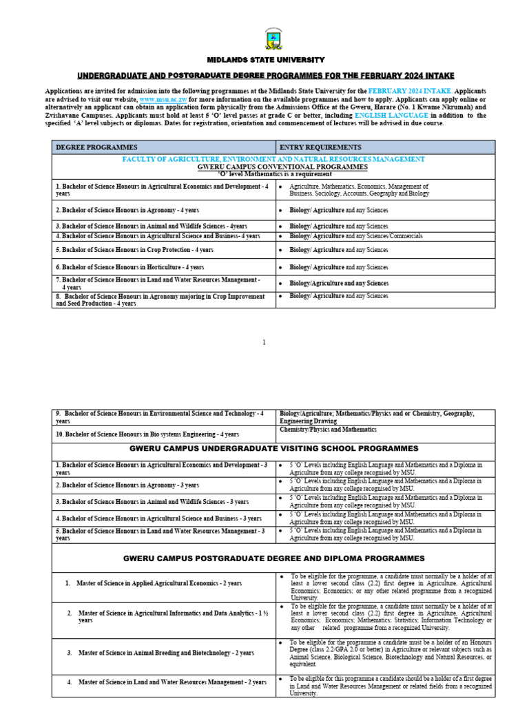 Msu Feb March 2024 Intake | PDF | Academic Degree | Bachelor's Degree