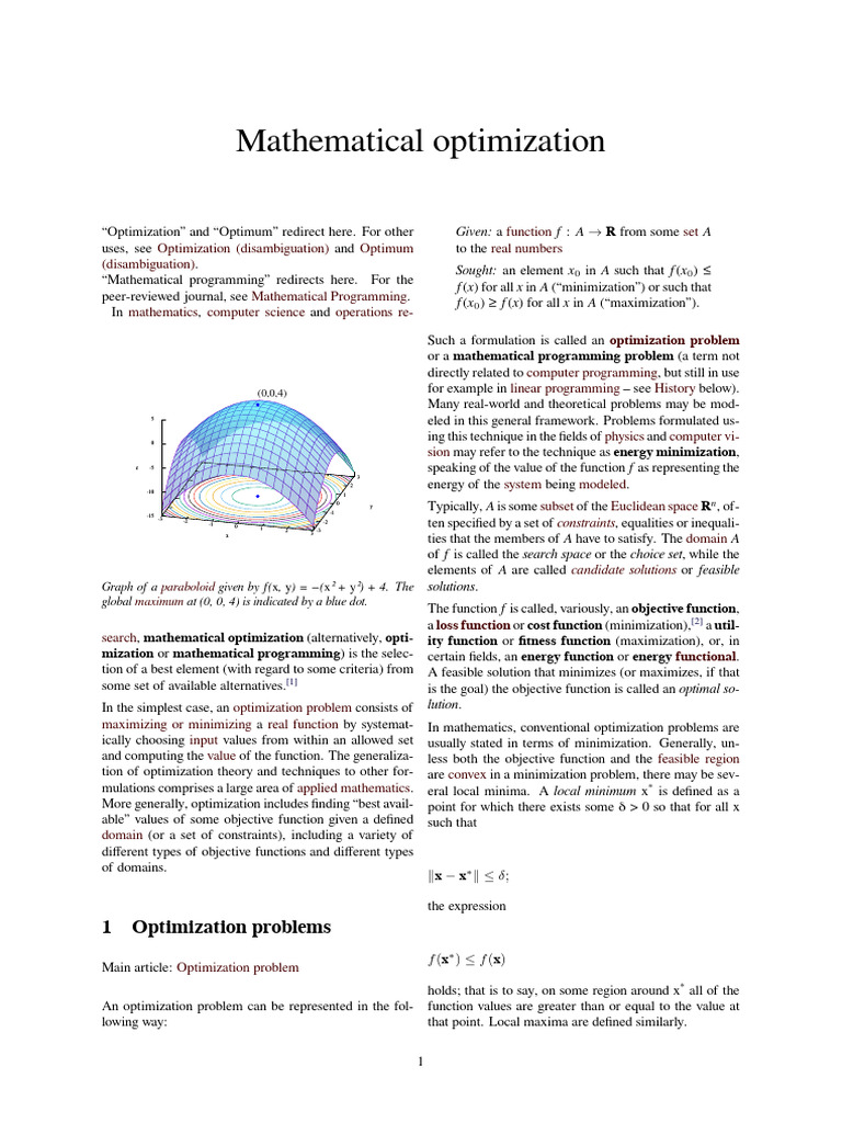 Mathematical Optimization | PDF | Mathematical Optimization | Linear Programming