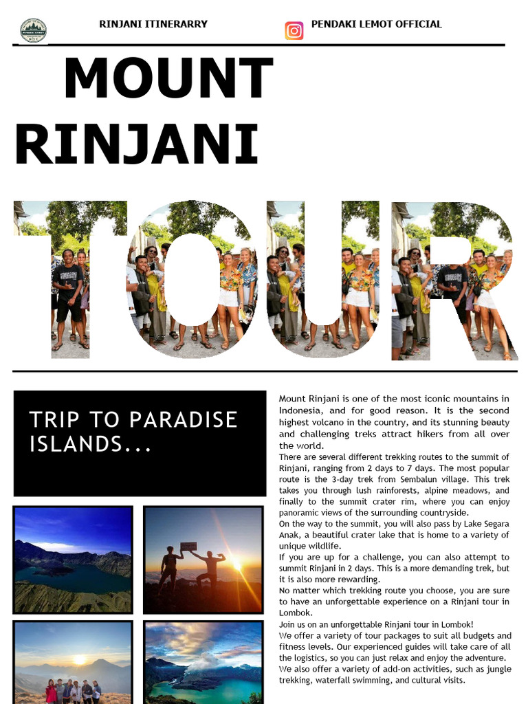 Rinjani tour-4D3N PENDAKI LEMOT | PDF | Hiking