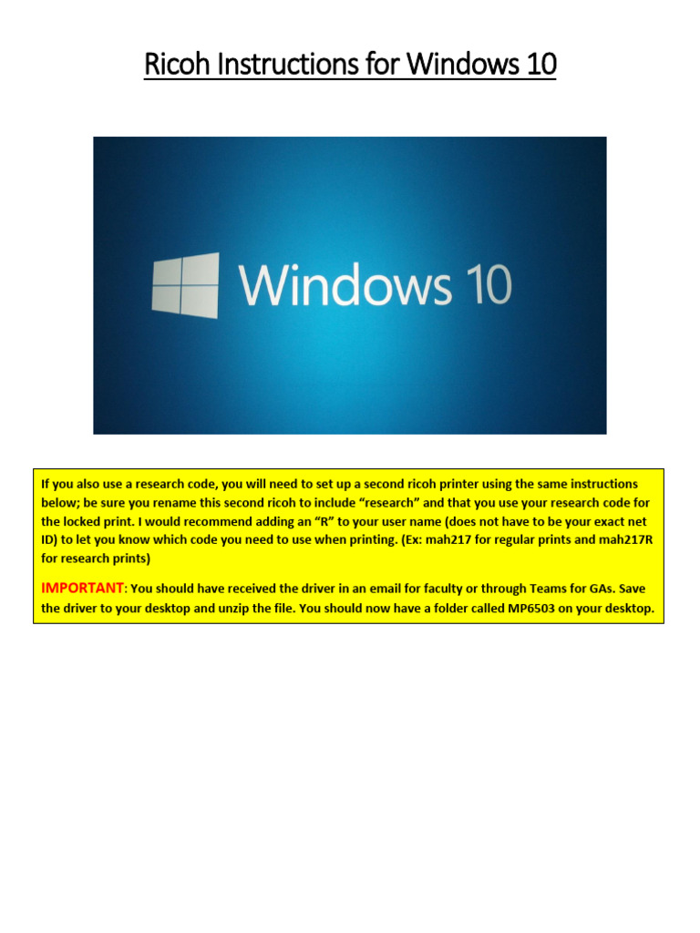 Ricoh Instructions For Windows 10 | PDF | Printer (Computing) | Icon (Computing)