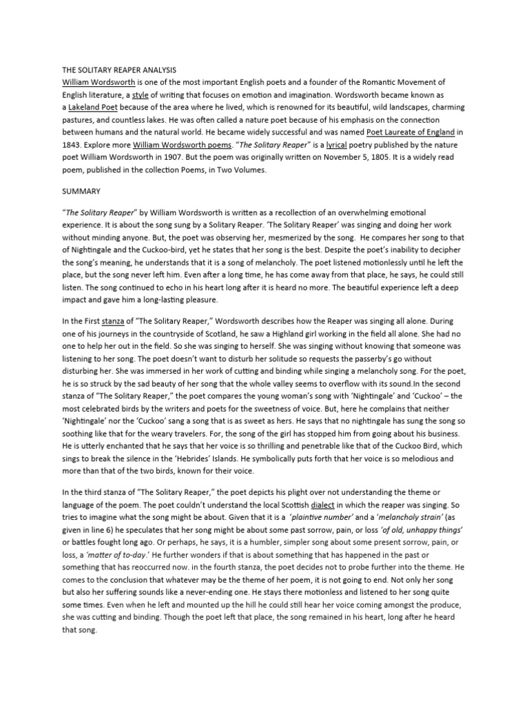 2022.10.17.18.49.06 1689 The Solitary Reaper Analysis | PDF | William ...