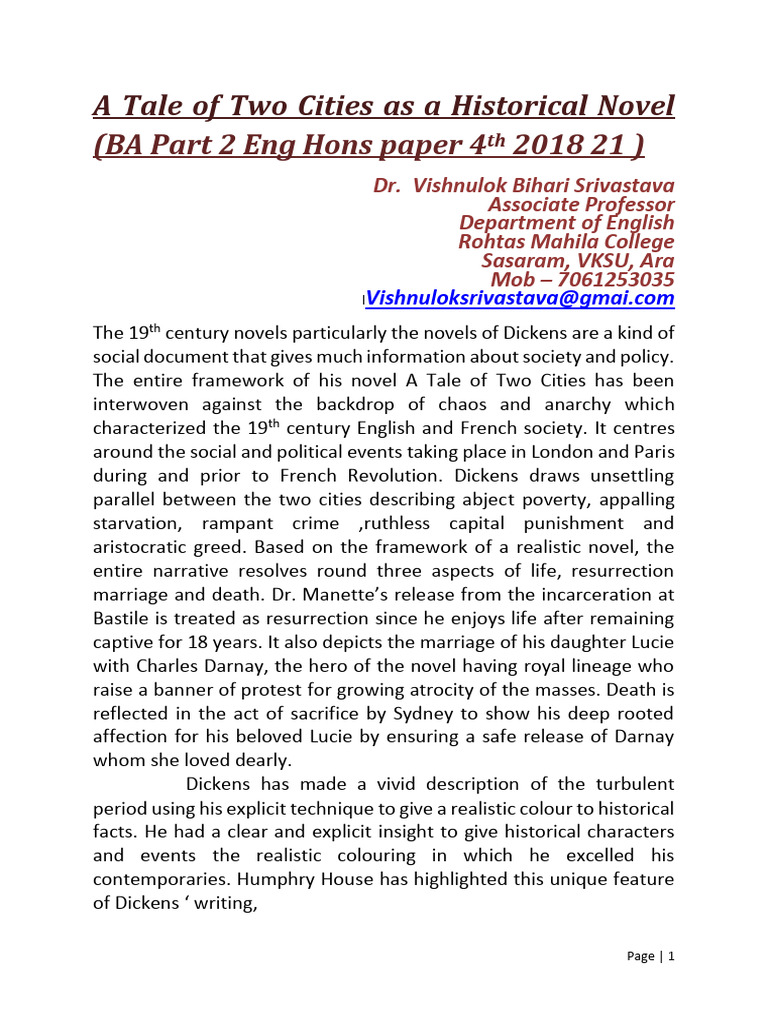 A Tale of Two Cities As A Historical Novel English | PDF | A Tale Of ...