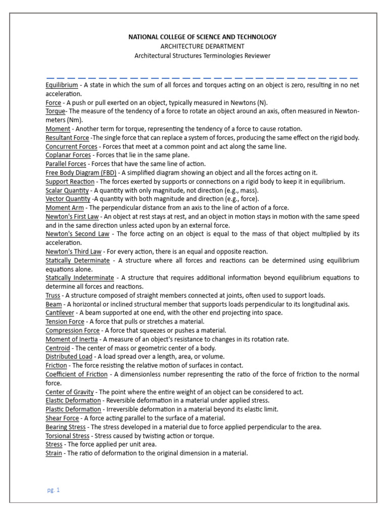 Architectural Structures Terminology Guide | PDF | Concrete ...