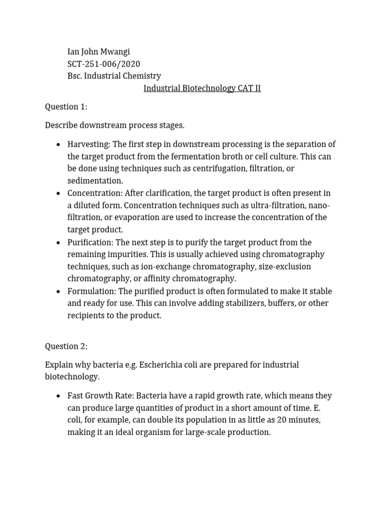 Downstream Processing Stages Explained | PDF | Yeast | Growth Medium