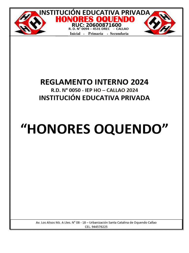 Reglamento Interno Actualizado 2024 | PDF | Aprendizaje | Evaluación