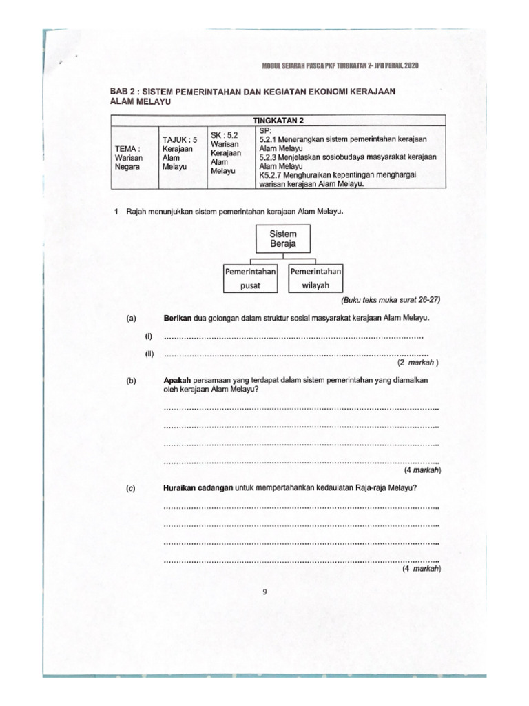 Modul Sejaran Pasca PKP Tingkatan 2 - JPN Perak, 2020 | PDF