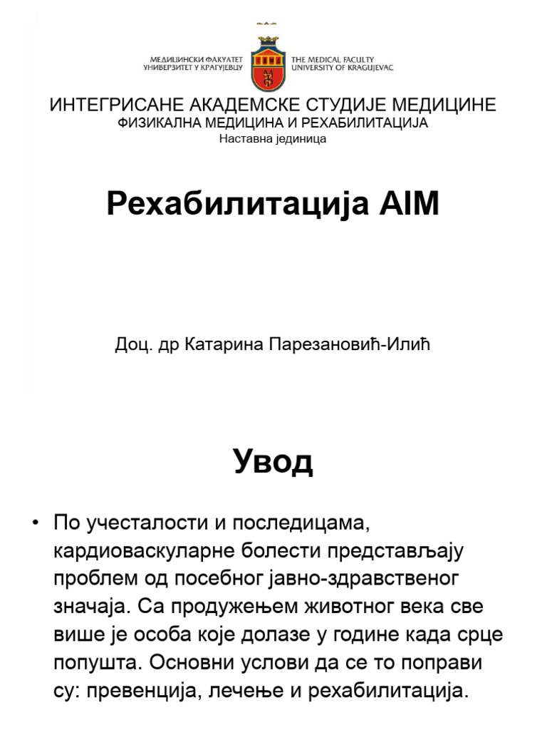 Rehabilitacija Kardioloskih I Pulmoloskih Bolesnika | PDF
