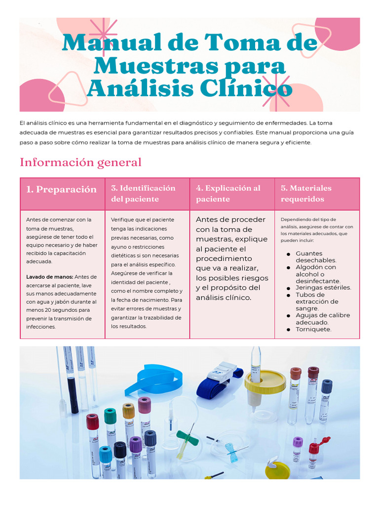 Manual de Toma de Muestras de Laboratorio | PDF | Especialidades Medicas | Medicina CLINICA