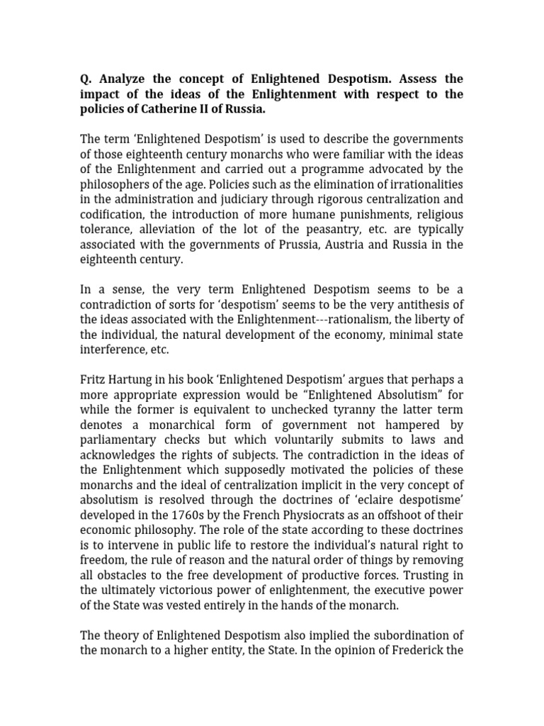Enlightened Despot Catherine | PDF | State (Polity) | Age Of Enlightenment