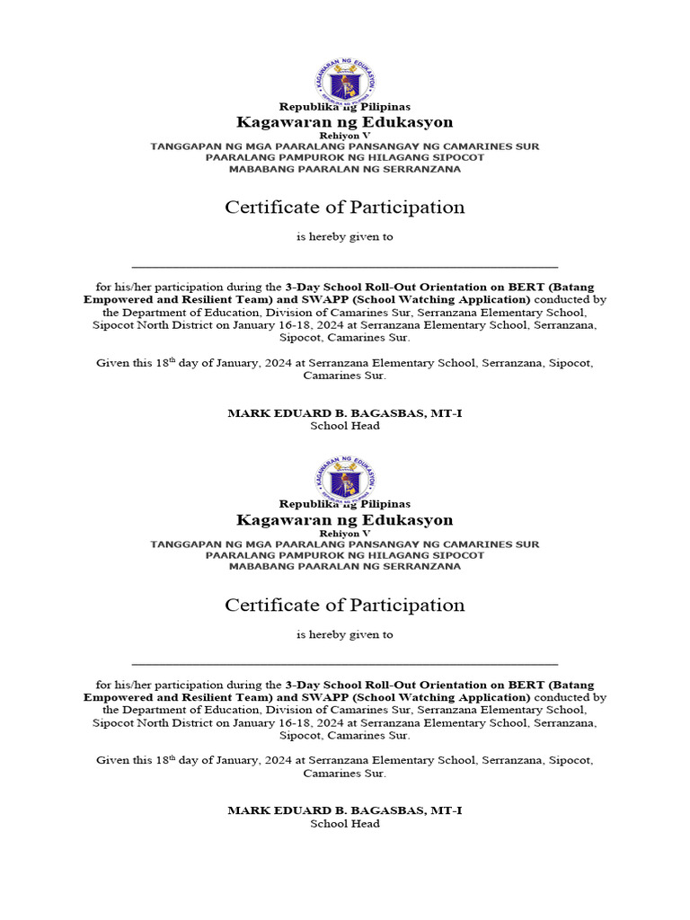 DRR Certificate | PDF