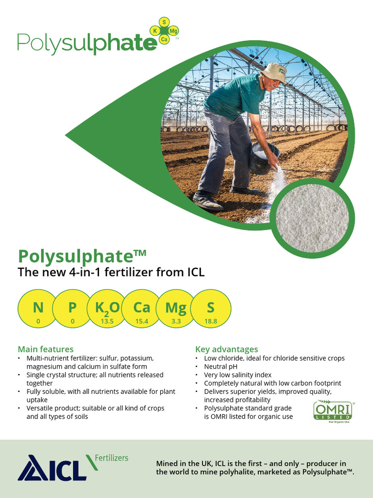 Polysulphate Sales Sheet For Usa | PDF | Plant Nutrition | Fertilizer