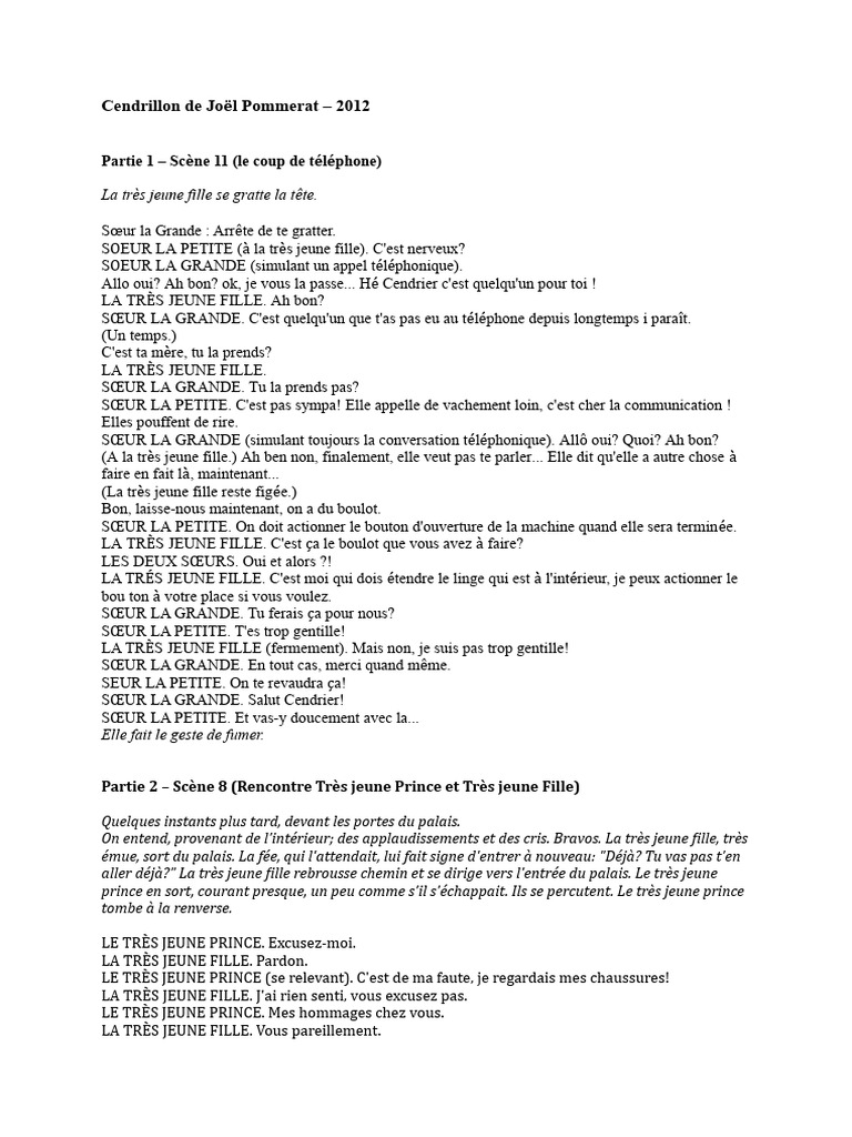 Cendrillon de Joe L Pommerat | PDF