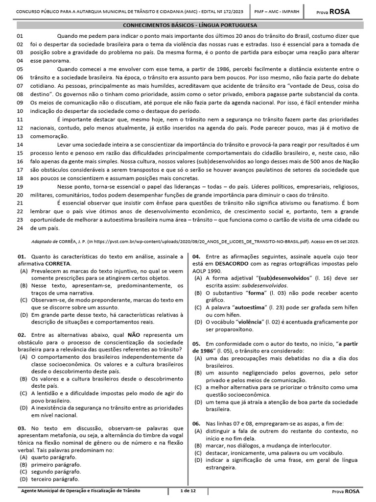 4 AMC - PROVA ROSA - Form | PDF | Administração pública | Estado