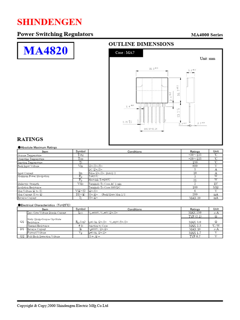 MA4820 Shindengen Elenota - PL | PDF | Electrical Resistance And Conductance | Materials Science