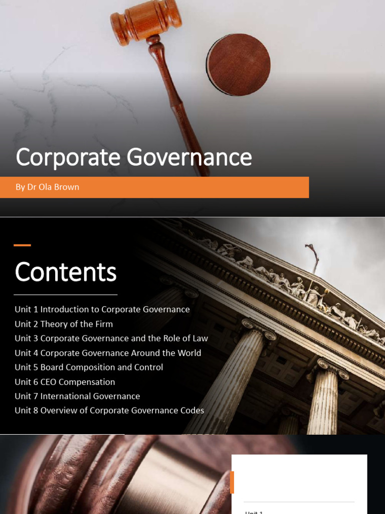 Corporate Governance Presentation | PDF | Corporate Governance | Stocks