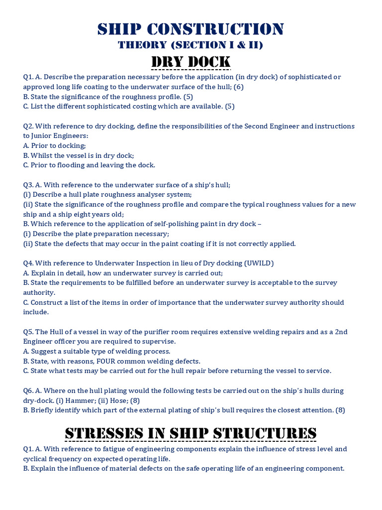 Ship Construction Theory Section I & II LAST UPDATED IN DEC 2023 | Download Free PDF | Ships ...