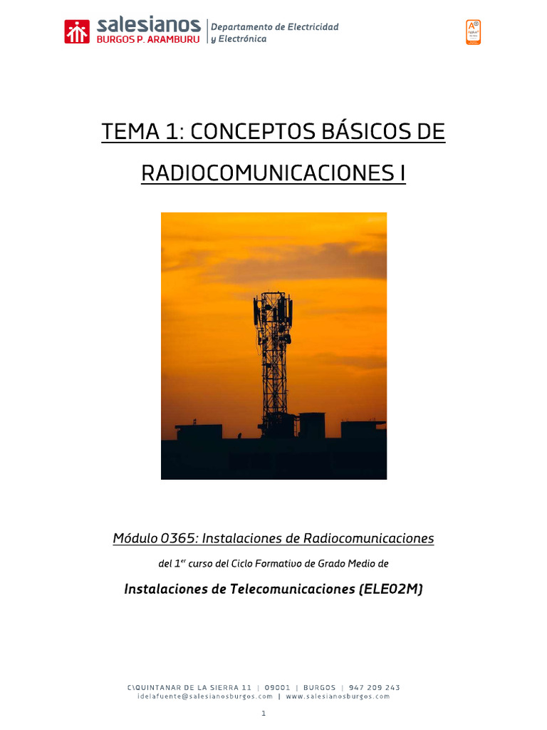 Teoría Tema 1. Conceptos Básicos de Radiocomunicaciones. (2) | PDF