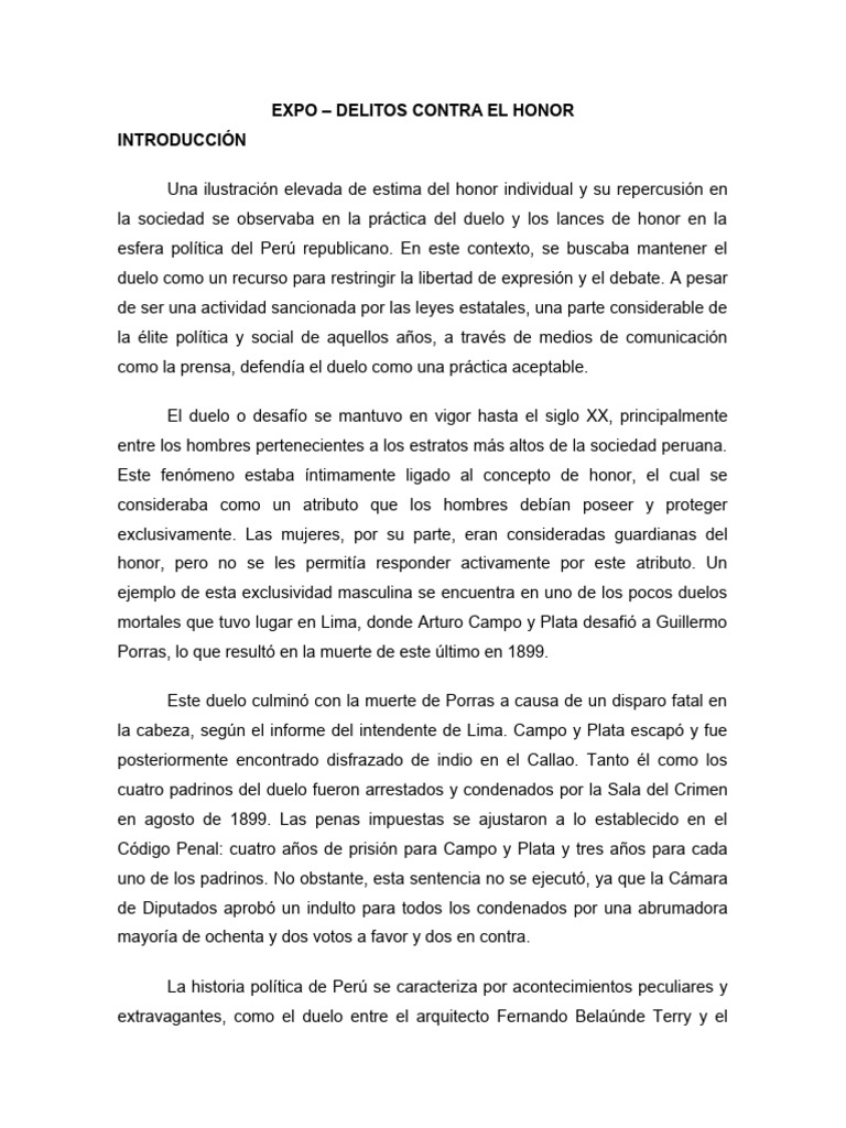 Delitos Contra El Honor | PDF | Libertad de expresión | Derecho penal