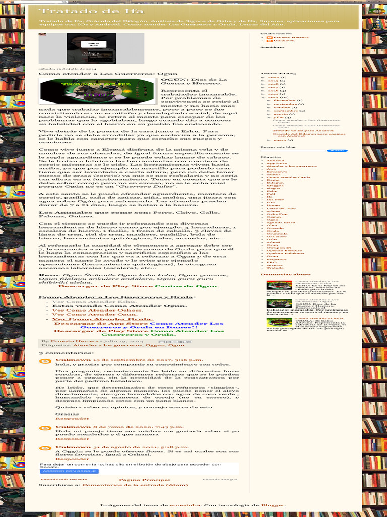 Tratado de Ifa Como Atender A Los Guerreros Ogun | PDF | Religión étnica | Santeria