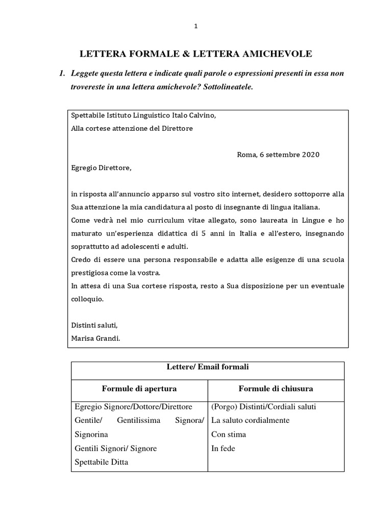 Lettera Formale | PDF