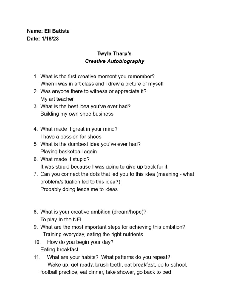 Eli Batista - Creative Autobiography | PDF | Self-Improvement