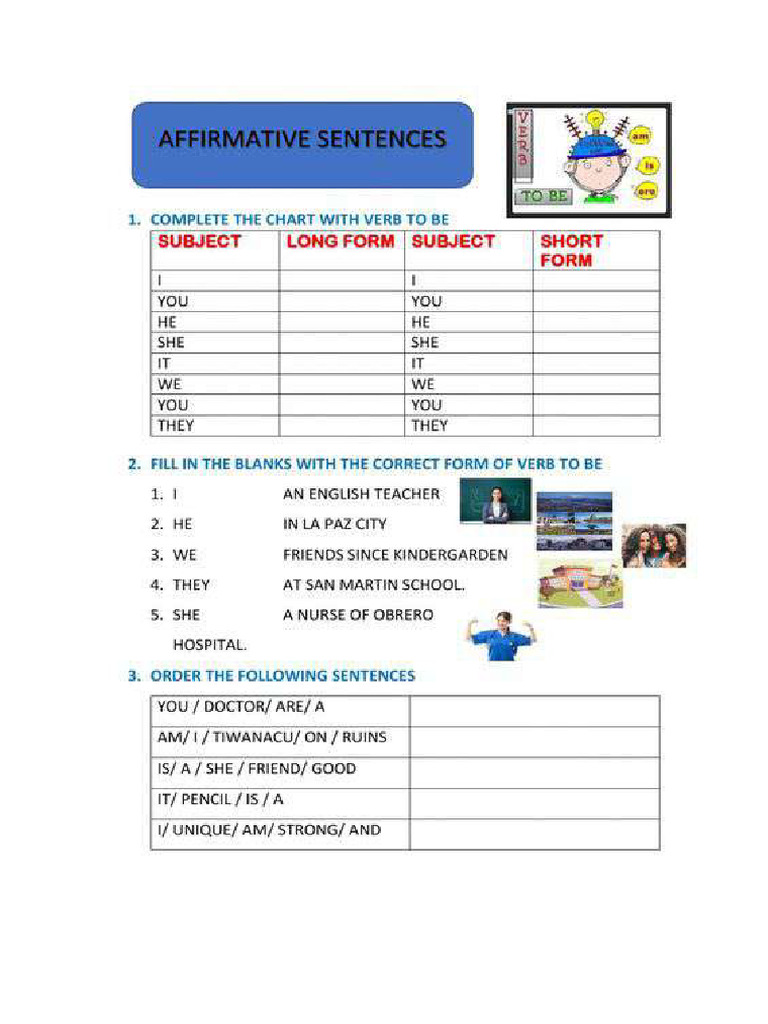 Verb To Be Affirmative | PDF